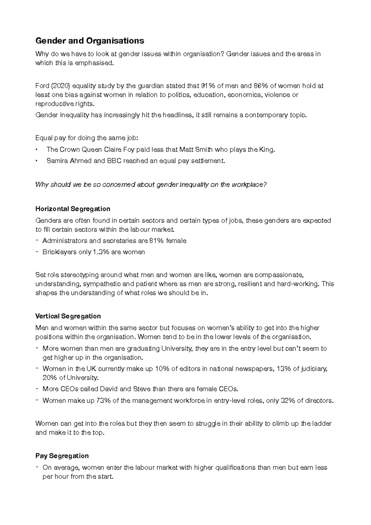 (4) Gender and Organisations - Gender and Organisations Why do we have ...