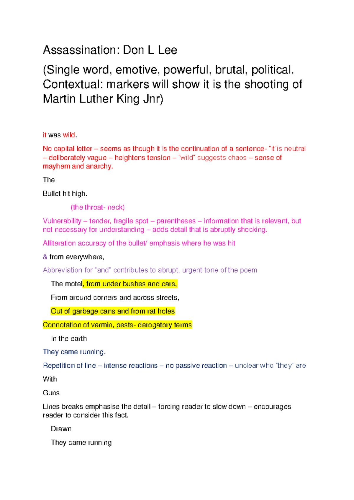 ENG 202: Analysis of Martin Luther King's Assassination Poem - Studocu