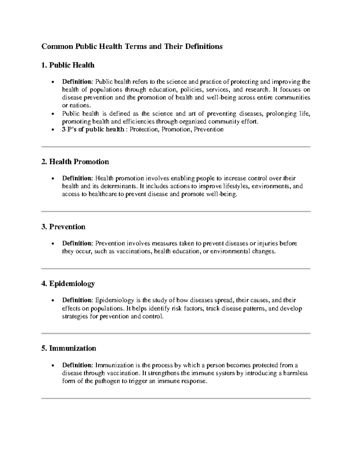 Evolution of Public health - Common Public Health Terms and Their ...
