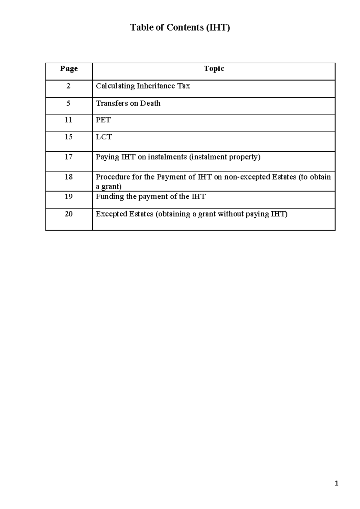 Inheritance Tax (IHT) Revision Notes: Key Concepts and Calculations ...