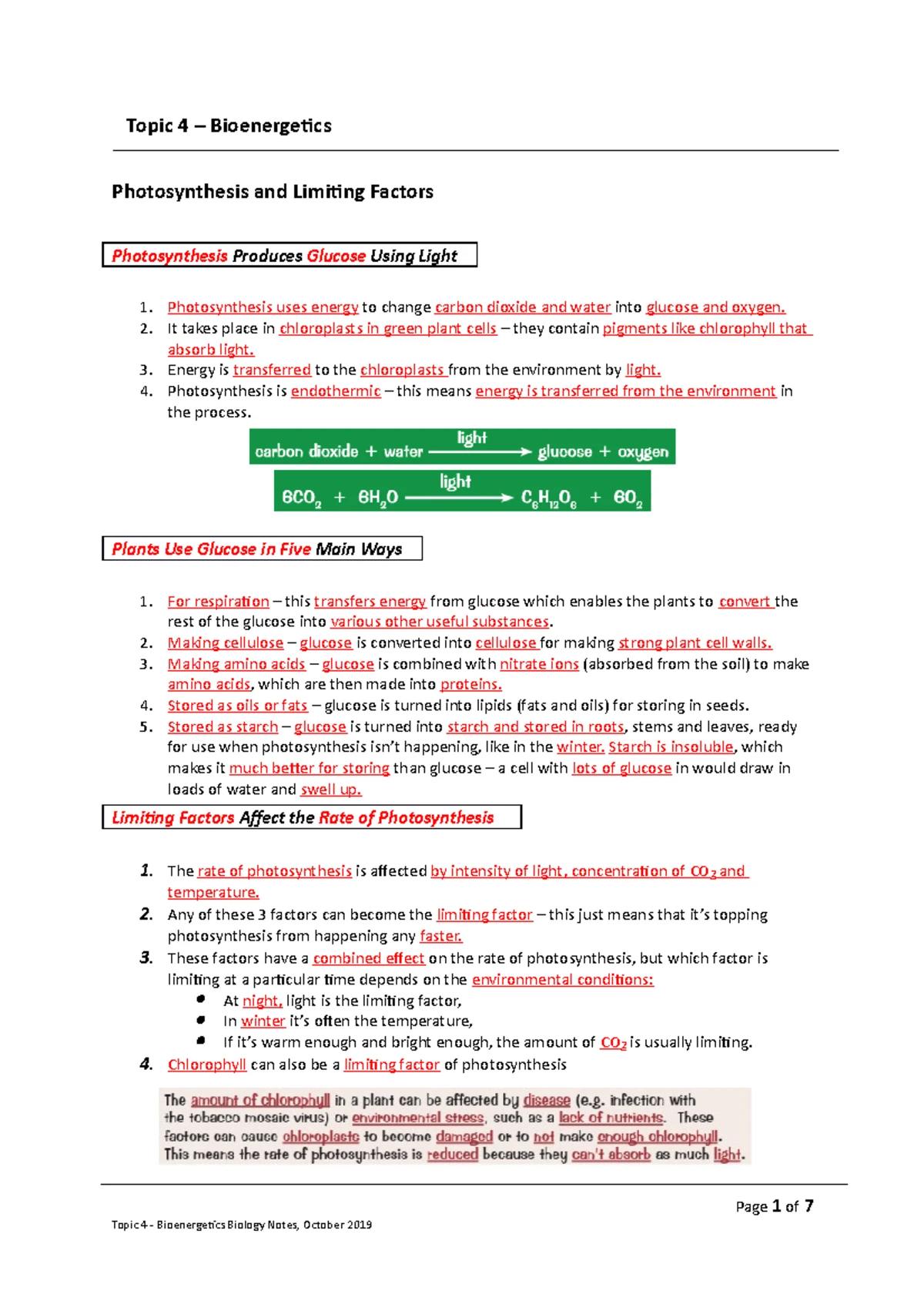 GCSE Biology Revision Notes - B2 - Organisation - Aug 2019 - Topic 2 ...