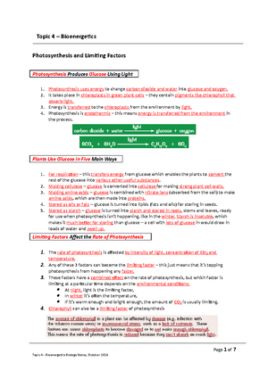 GCSE Biology Revision Notes - B2 - Organisation - Aug 2019 - Topic 2 ...