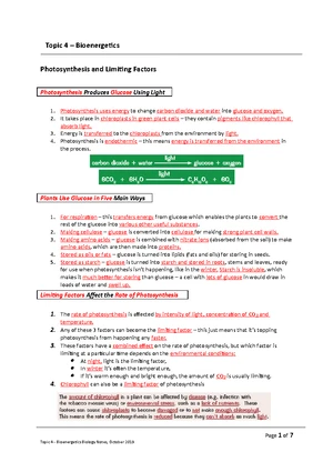 GCSE Biology Revision Notes - B2 - Organisation - Aug 2019 - Topic 2 ...