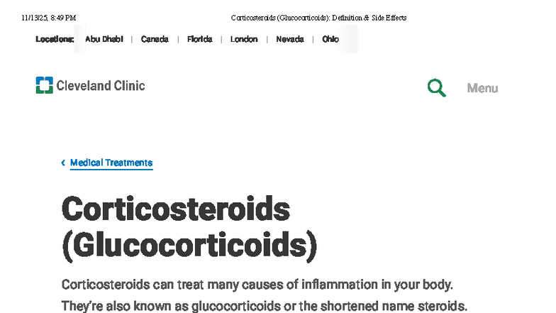 Corticosteroids (Glucocorticoids) Overview: Definition & Side Effects ...