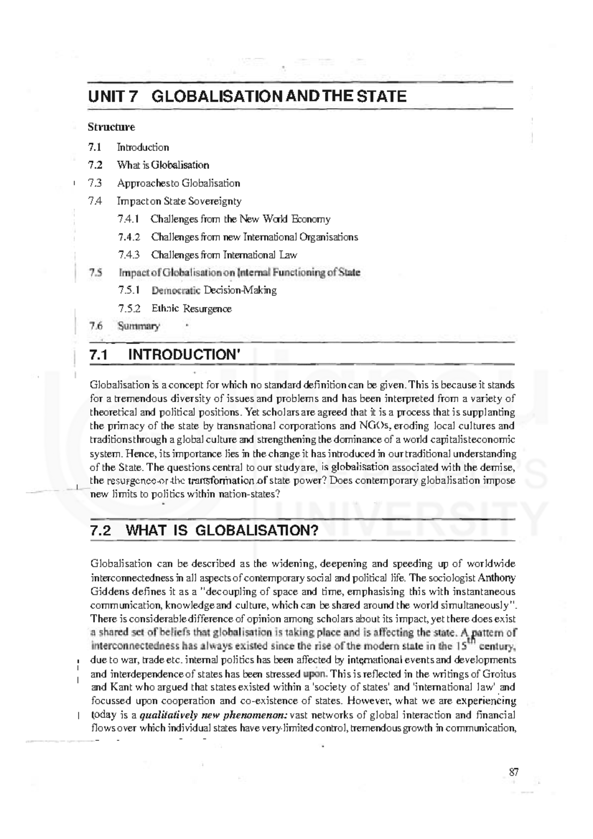 Unit 7: Globalisation and Its Impact on State Sovereignty - Studocu