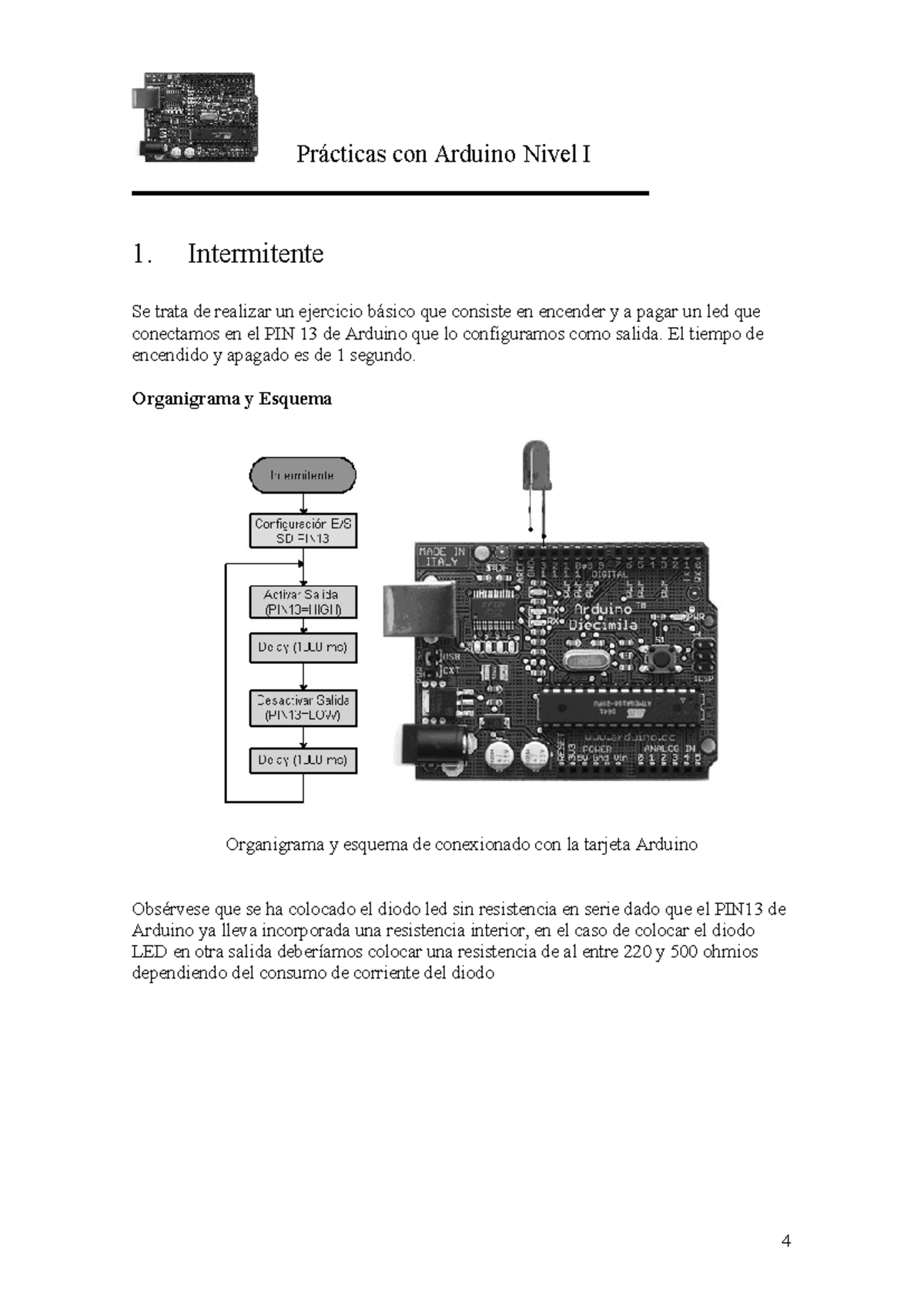 Prácticas con Arduino Nivel I: Ejercicio LED Intermitente - Studocu