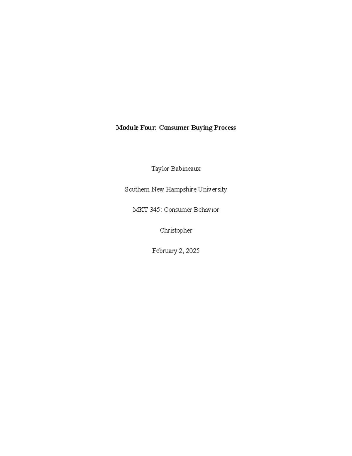 MKT 345 Final Paper: Analyzing the Consumer Buying Process - Studocu