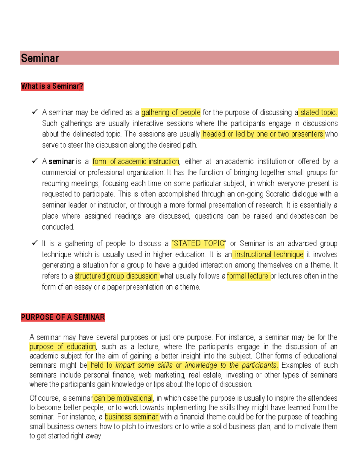 Seminar Insights: Understanding Purpose, Types & Planning Strategies ...