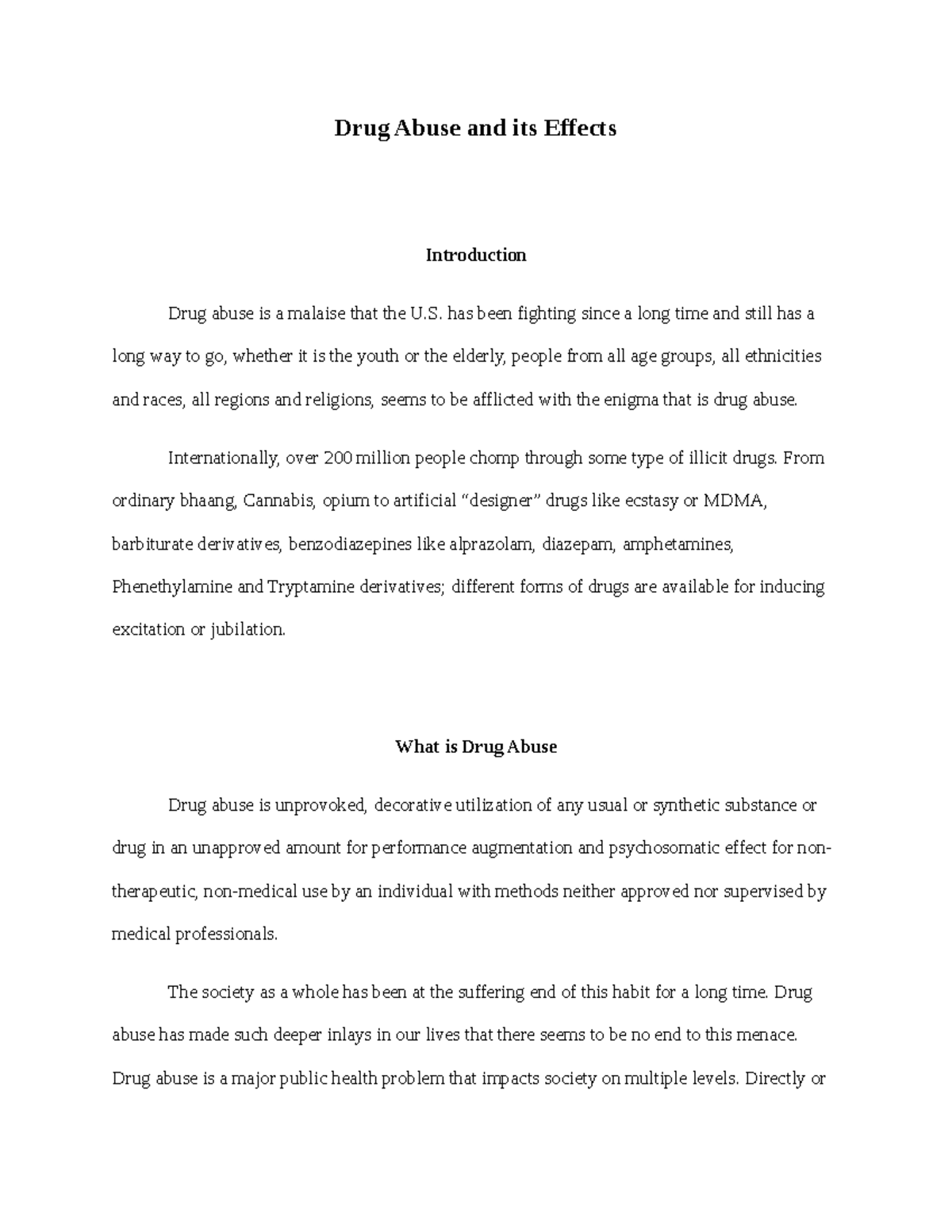 Effects of Drug Abuse on Society: A Comprehensive Overview - Studocu