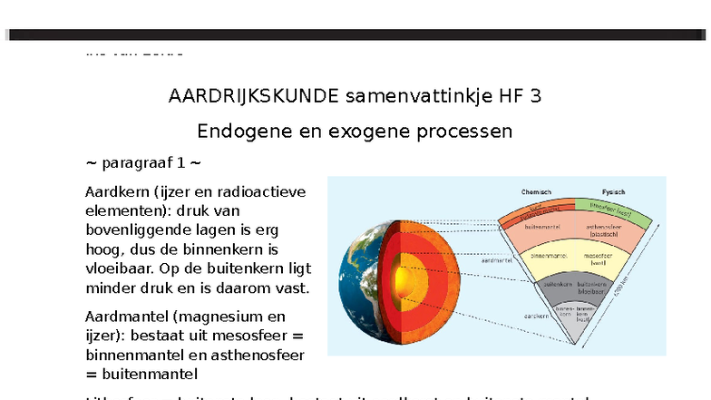 Aardrijkskunde Samenvatting HF 3: Endogene en Exogene Processen ...
