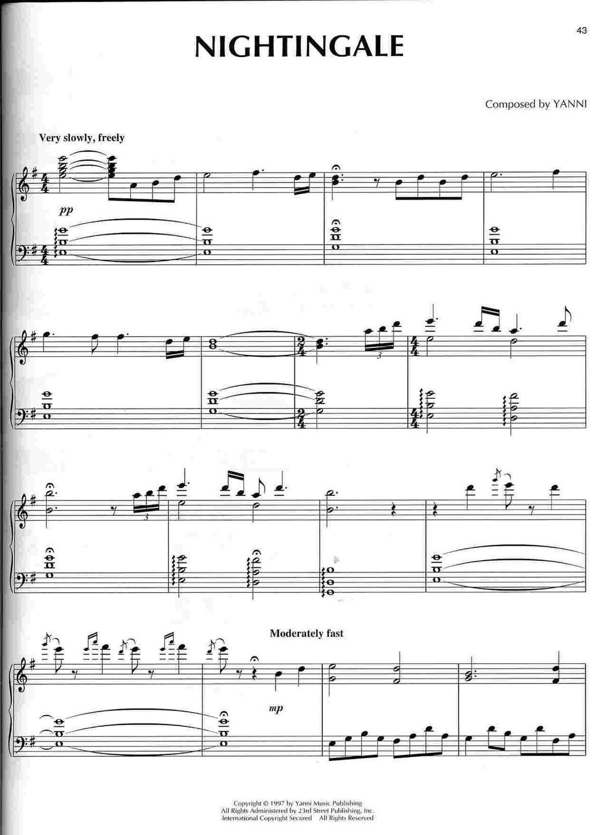 Yanni - Nightingale Music Sheet (43 NIGHTINGALE) - Studocu