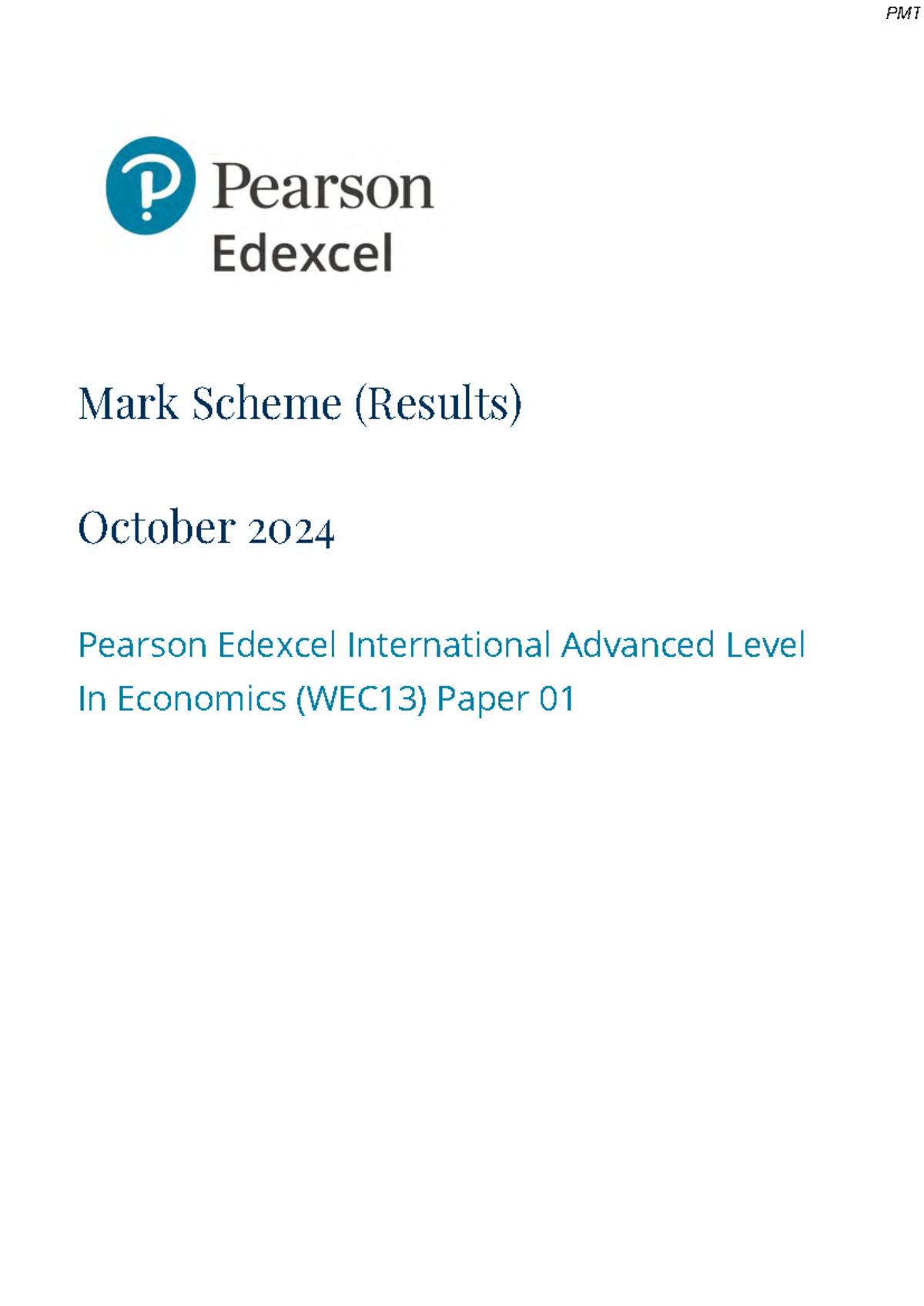 October 2024 IAL Economics Mark Scheme (WEC13) - Studocu