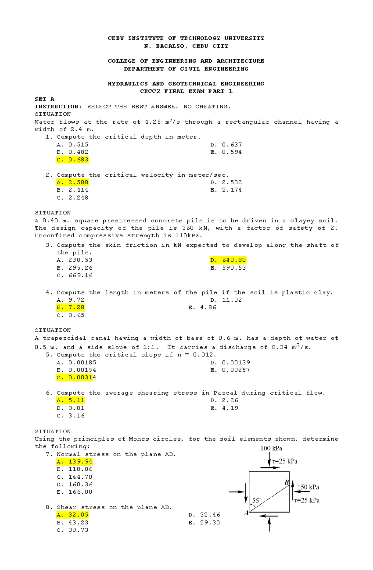 compilation of hydraulics and geotechnical engineering problems - CEBU ...