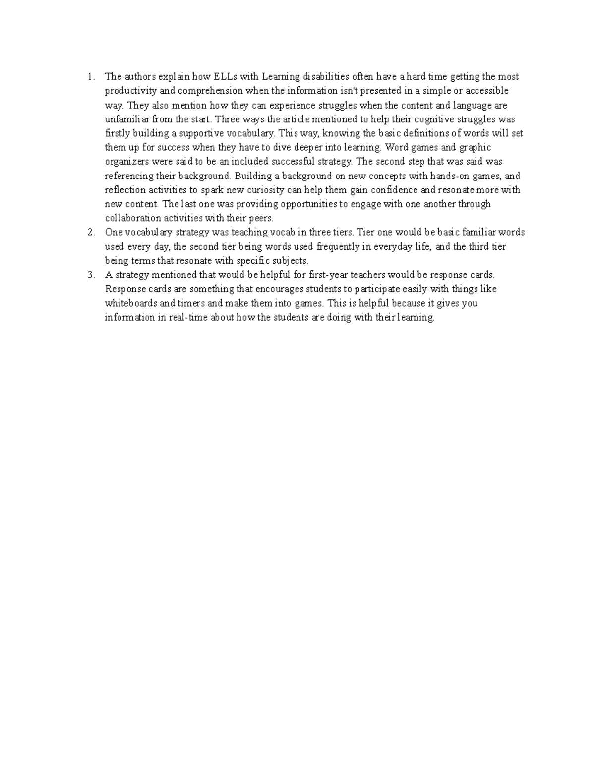 ISE Module 3 Assignment: Strategies for ELLs with Learning Disabilities ...