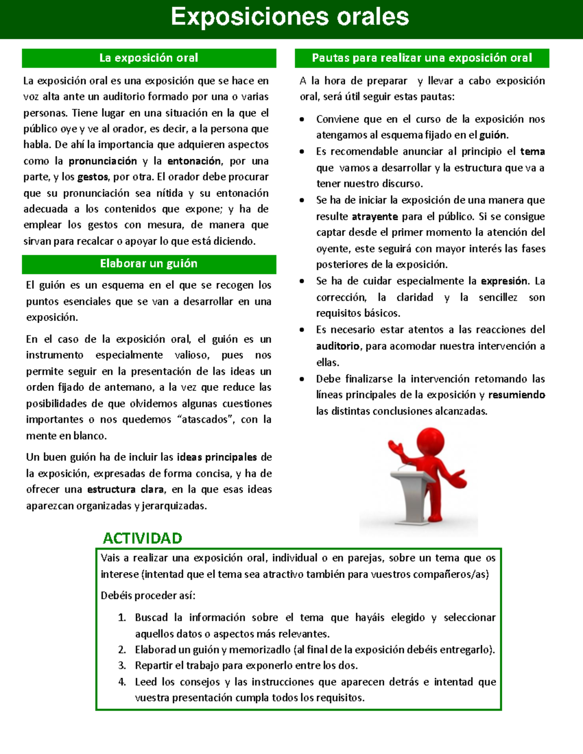 Descarga - Ejercicios resueltos - Exposiciones orales La exposición oral Pautas para realizar ...