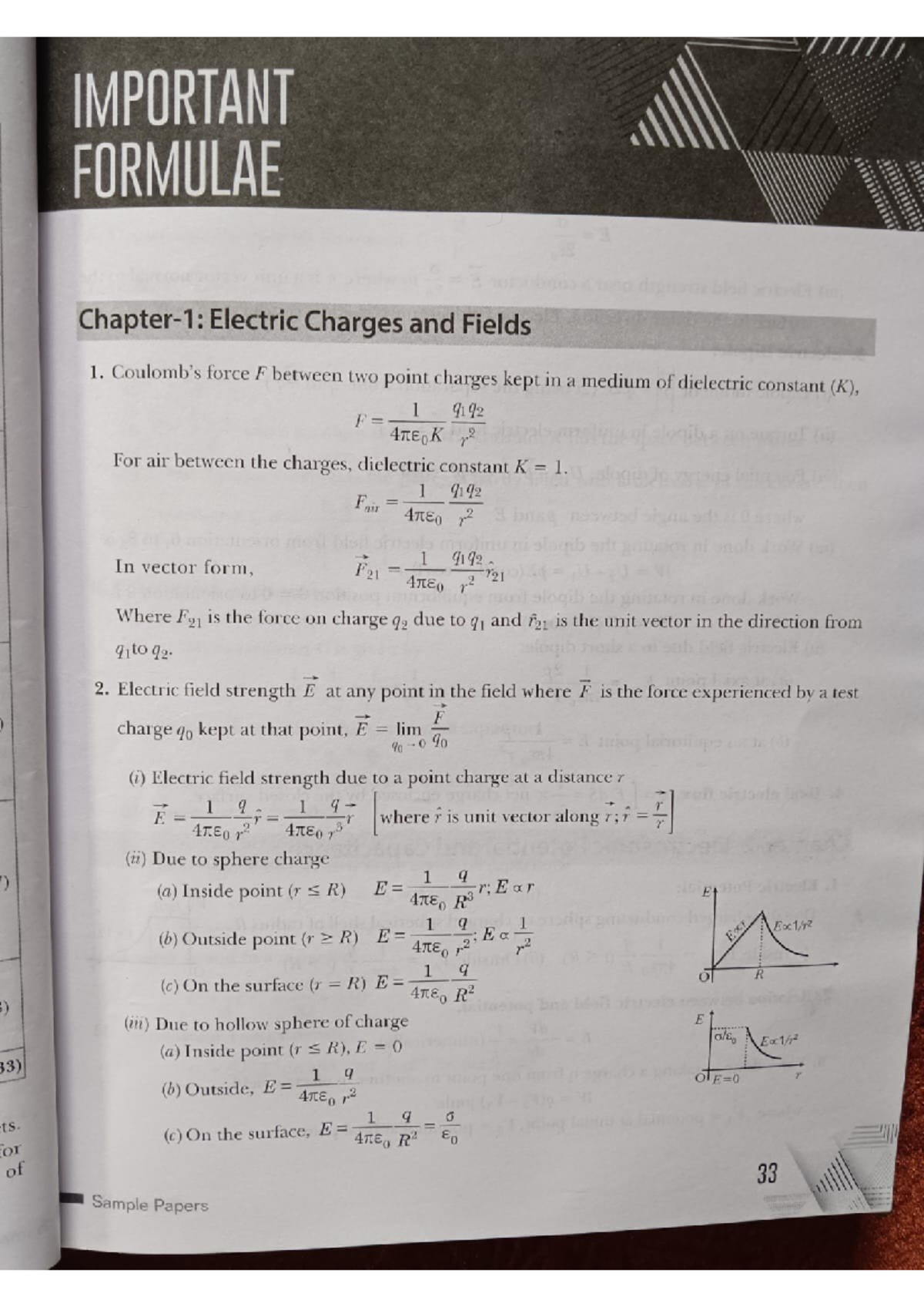 Physics Formula Sheet (Ch 1 - Ch 5) for Class 12 - Studocu