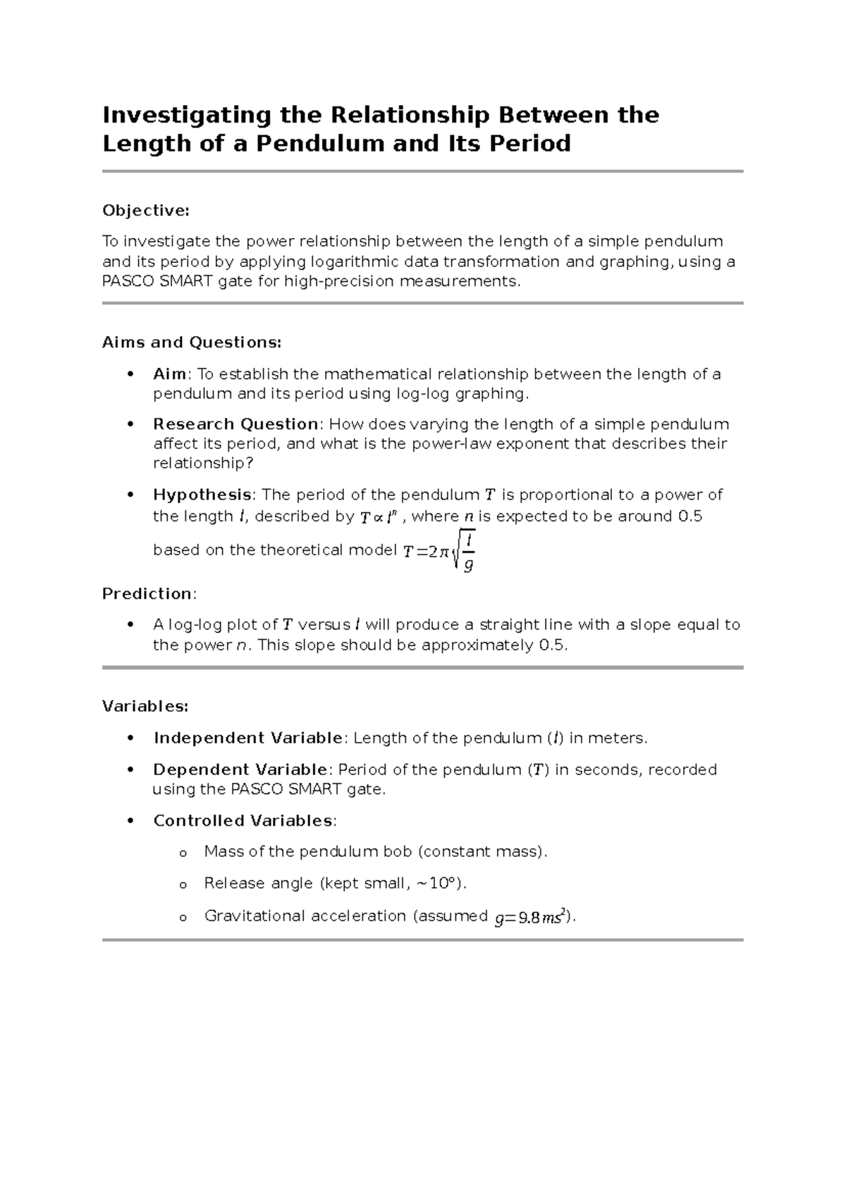 Unit 2 Physics Investigation Task - Investigating the Relationship ...