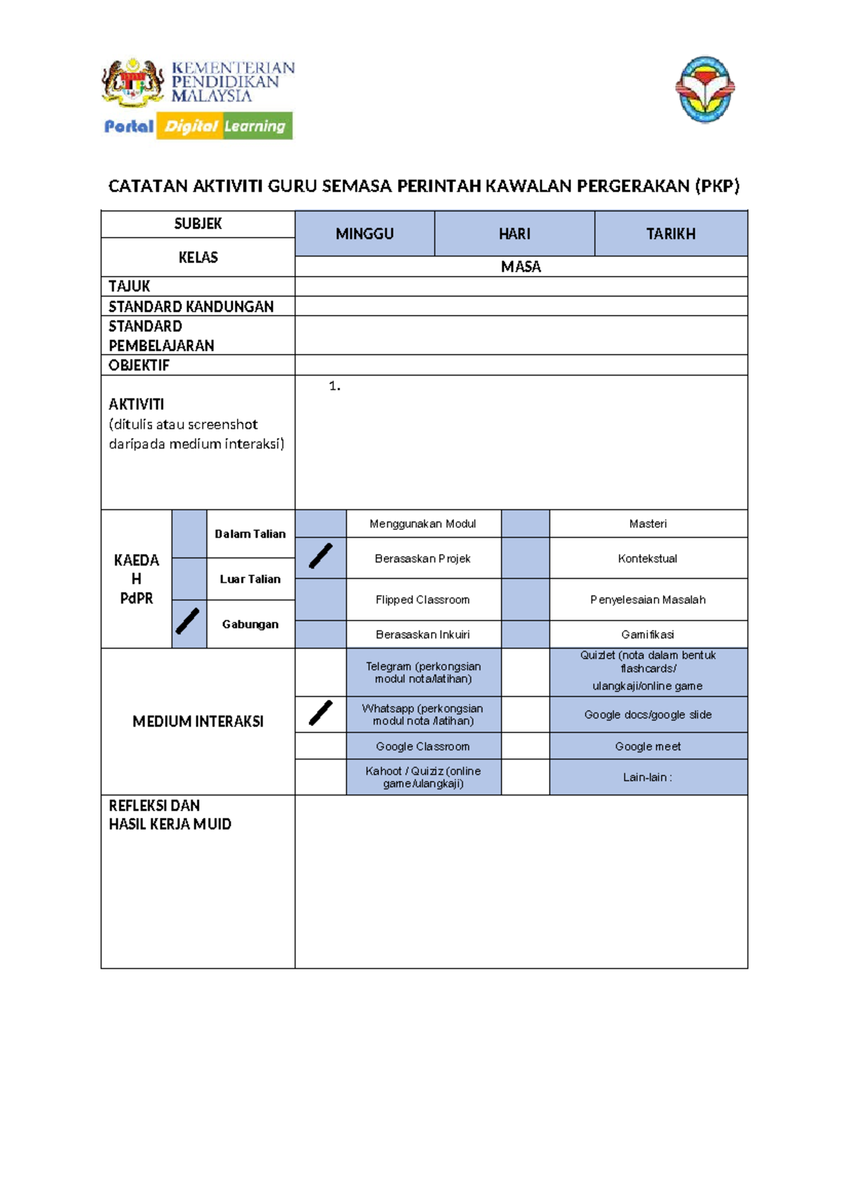 Contoh RPH PDPR Latest - thank you - CATATAN AKTIVITI GURU SEMASA ...