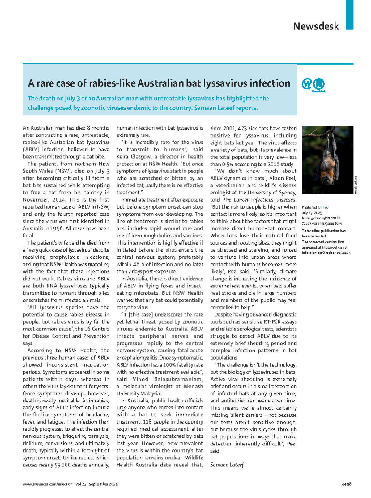 AUS 2025 Case Study: Fatal Australian Bat Lyssavirus Infection - Studocu