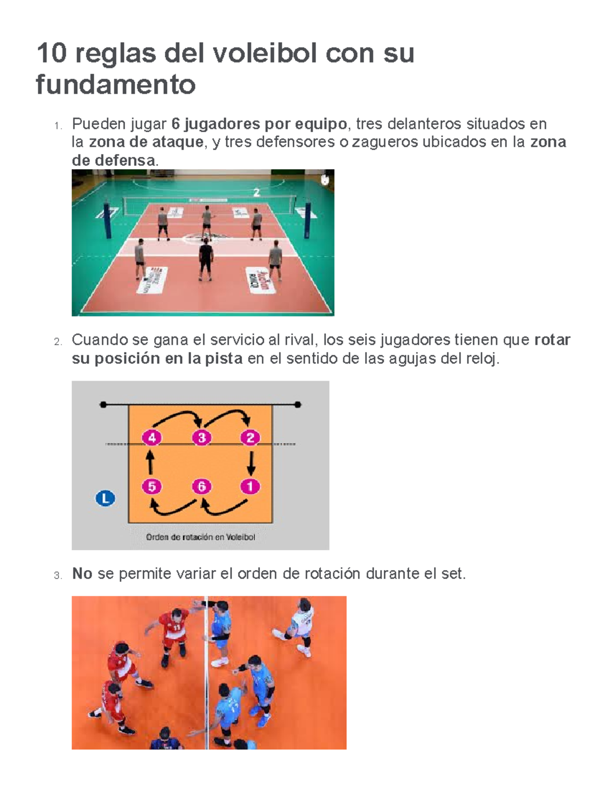 Reglas Del Voleibol VOLEIBOL: Reglas Básica