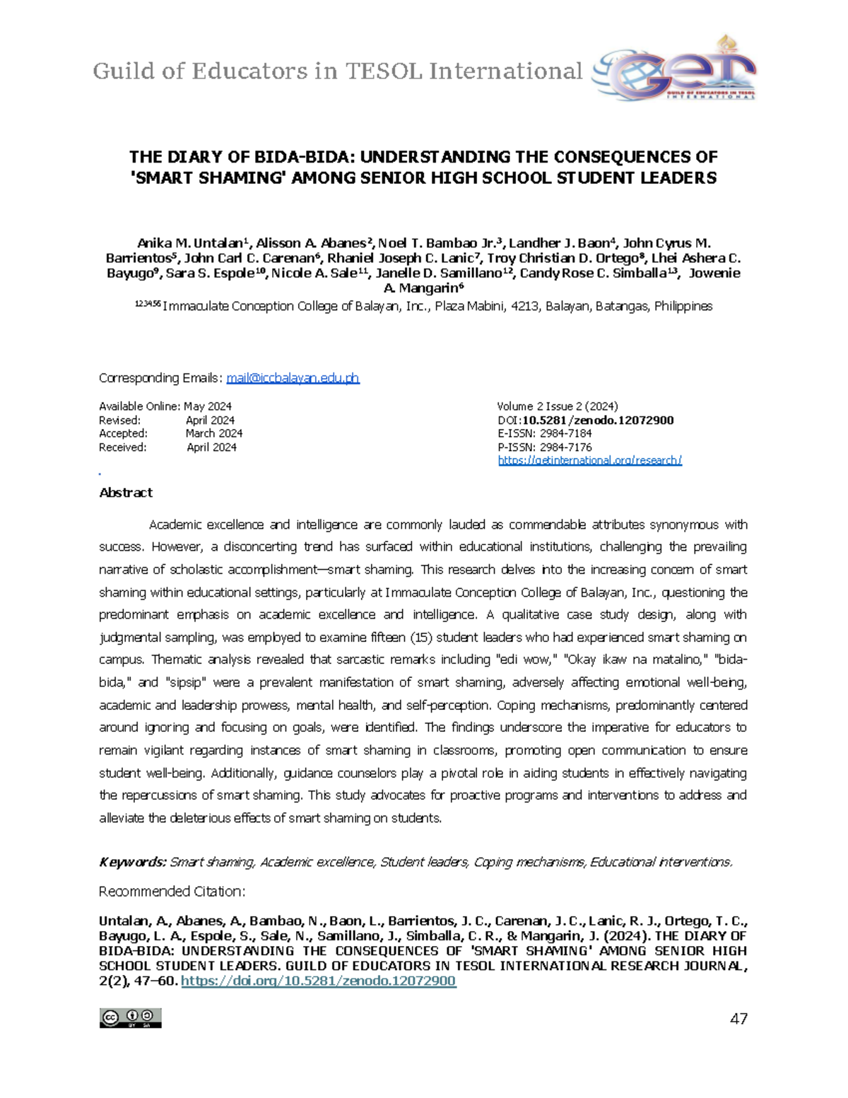 "Understanding Smart Shaming: Impacts on Senior High Leaders - CHS 2024 ...