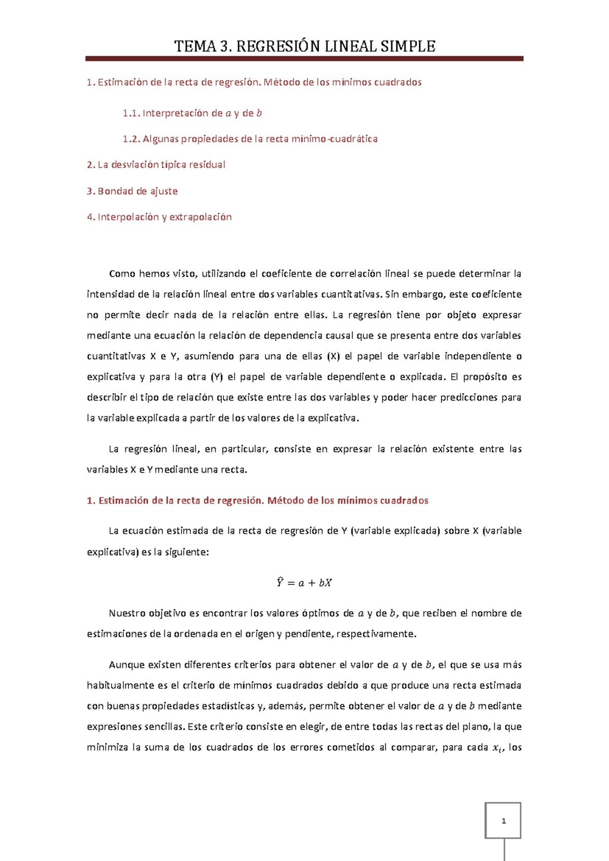 Apuntes de Regresión Lineal Simple - TEMA 3 - Studocu