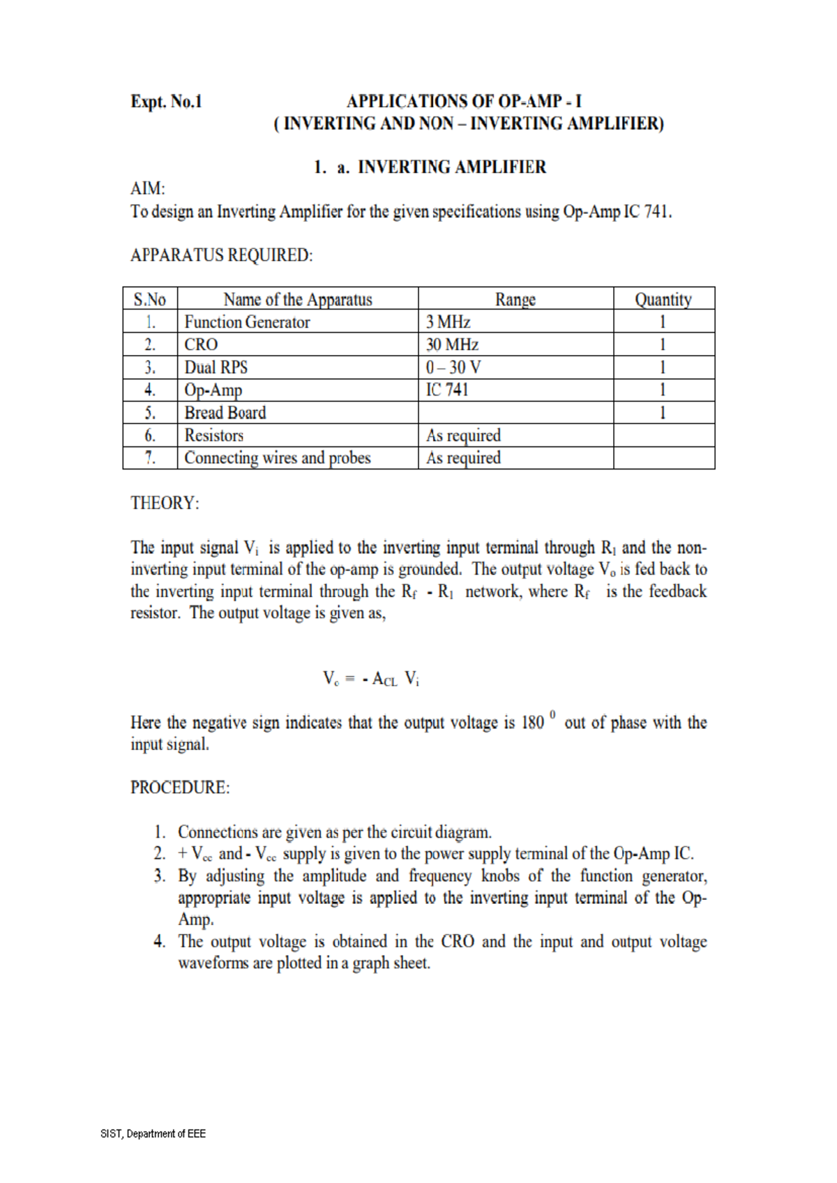 IC LAB - Microprocessor lab - SIST, Department of EEE SIST, Department ...