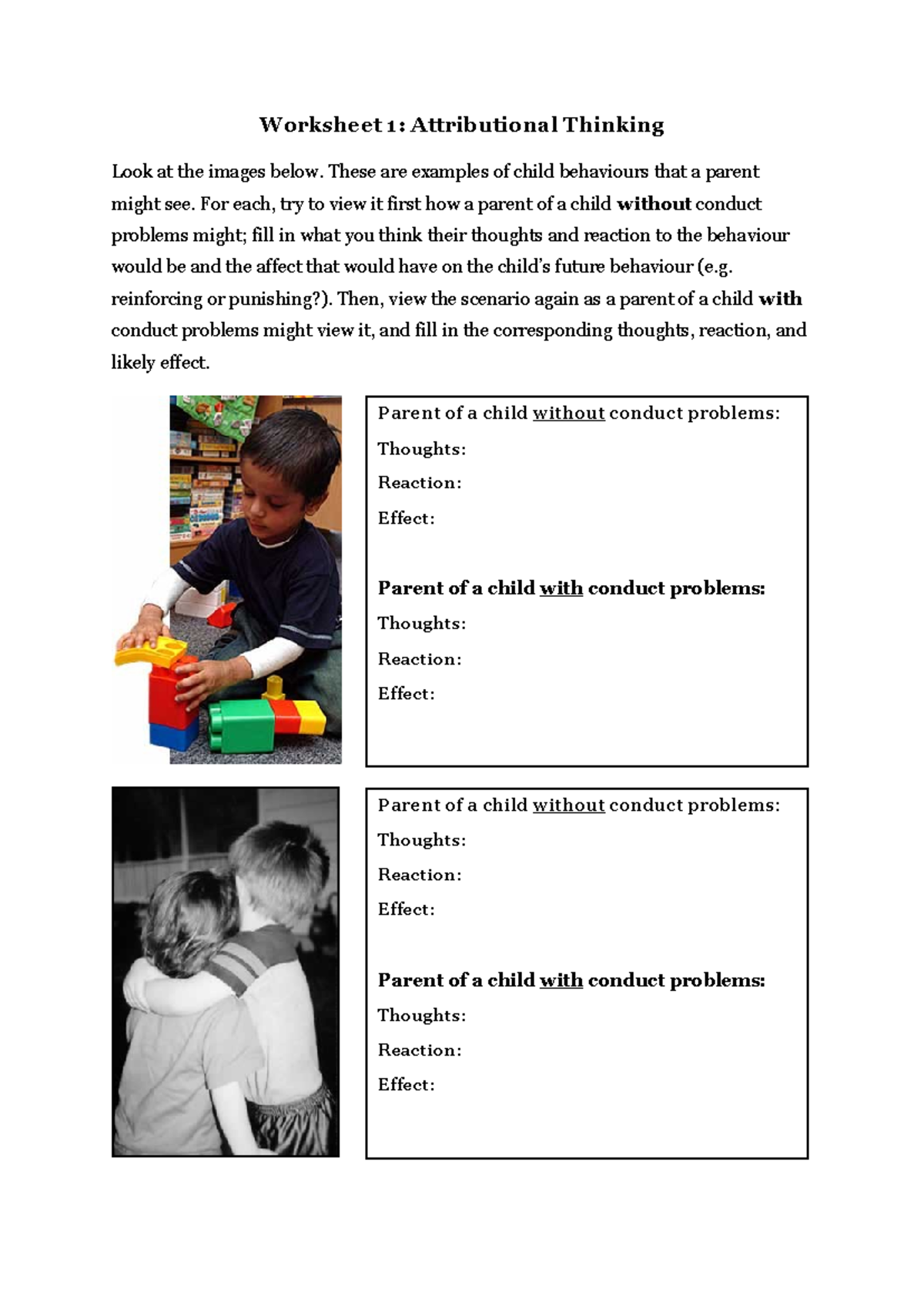 Worksheet 1: Attributions in Child Behavior Analysis - Studocu