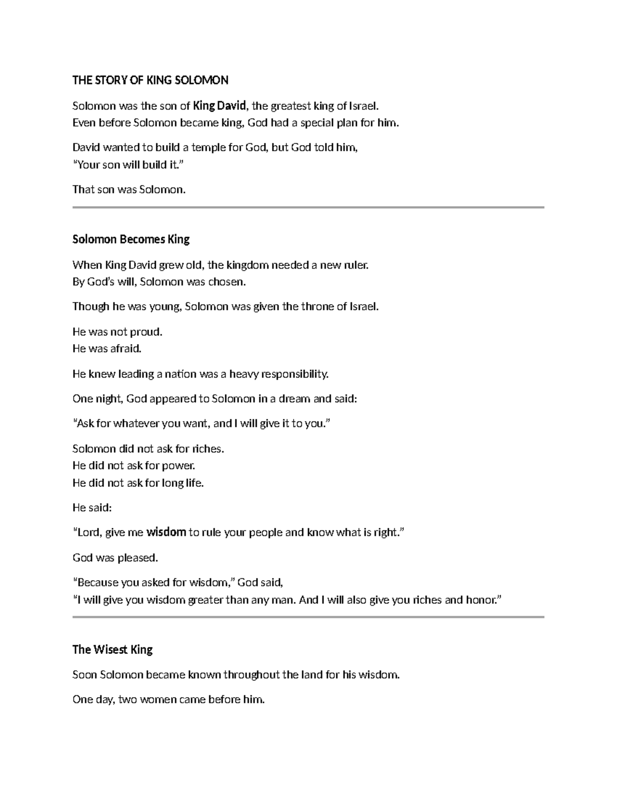 KING Solomon: The Story of Wisdom and the Temple - Studocu