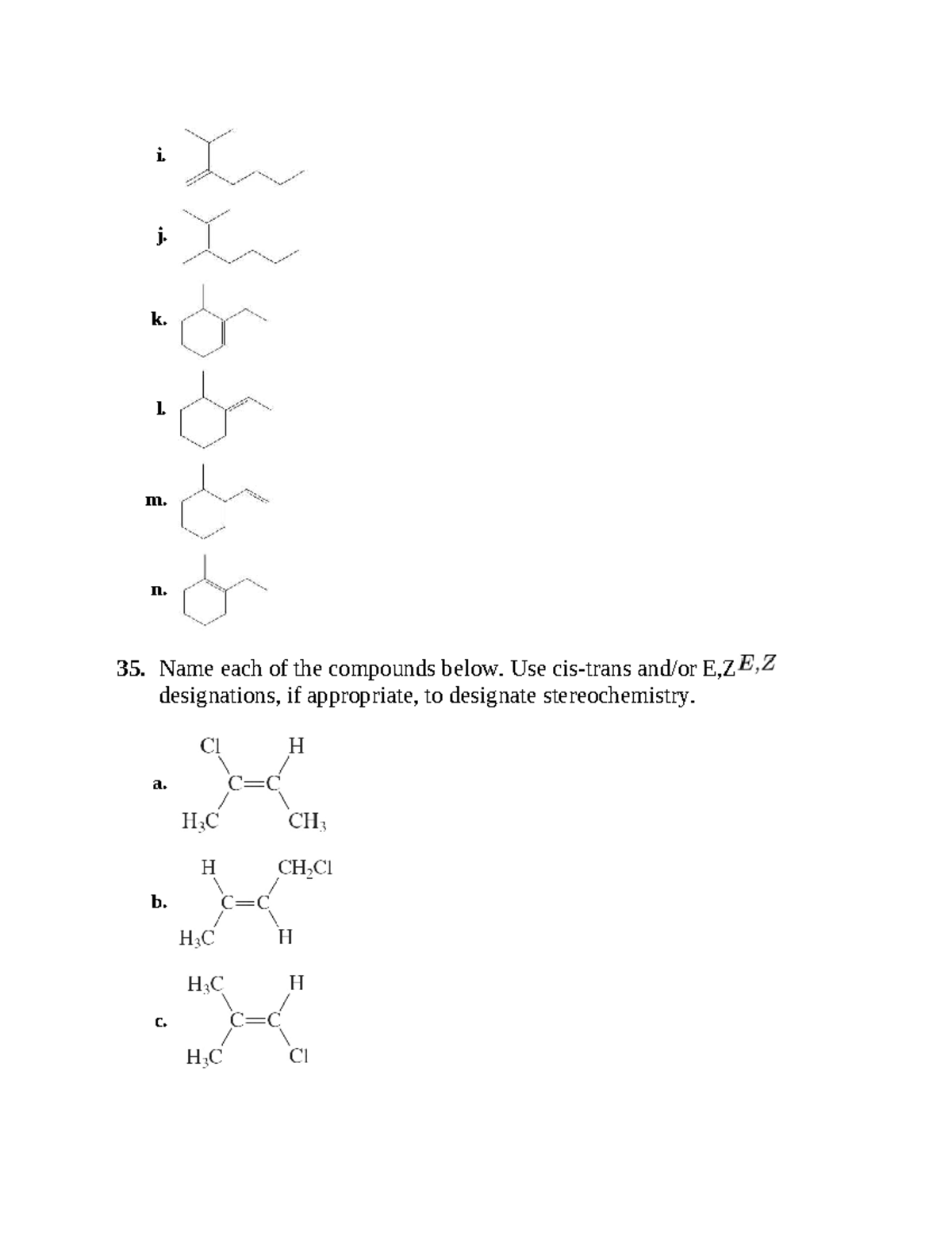 Organic Chemistry Practice: Naming Compounds with E,Z Designations ...