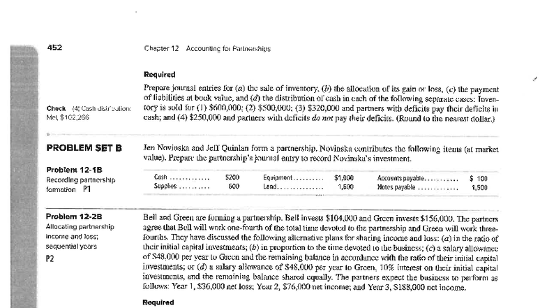 452 Chapter 12 Accounting for Partnerships: Journal Entries & Income ...