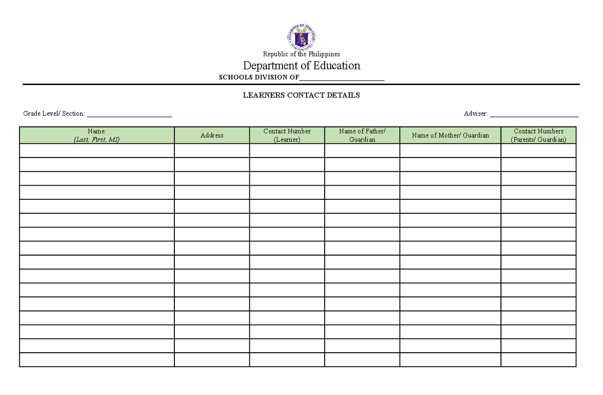 Learner's Profile Template for Educational Assessment Document - Studocu