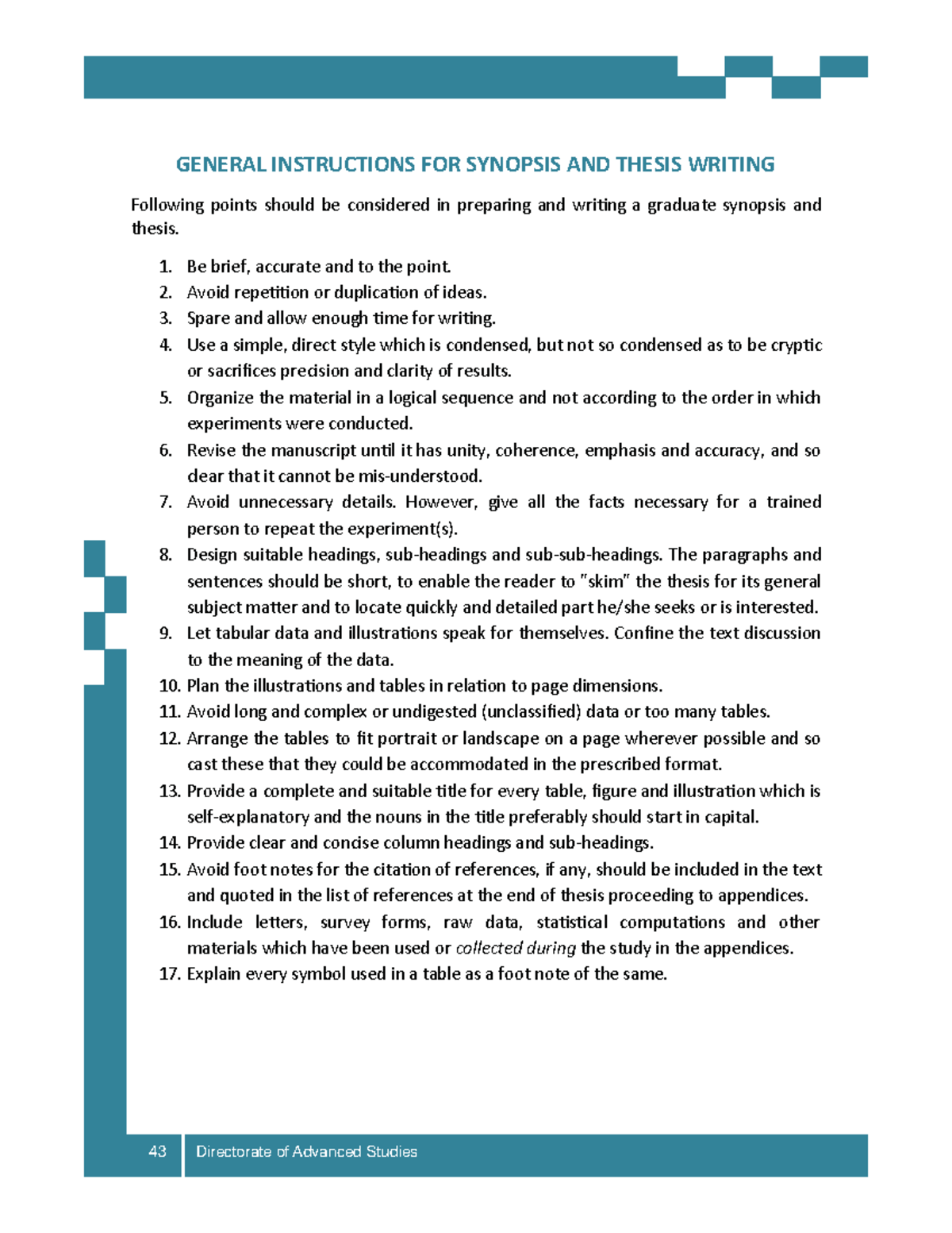Thesis Writing Guide: General Instructions for Synopsis & Thesis ...