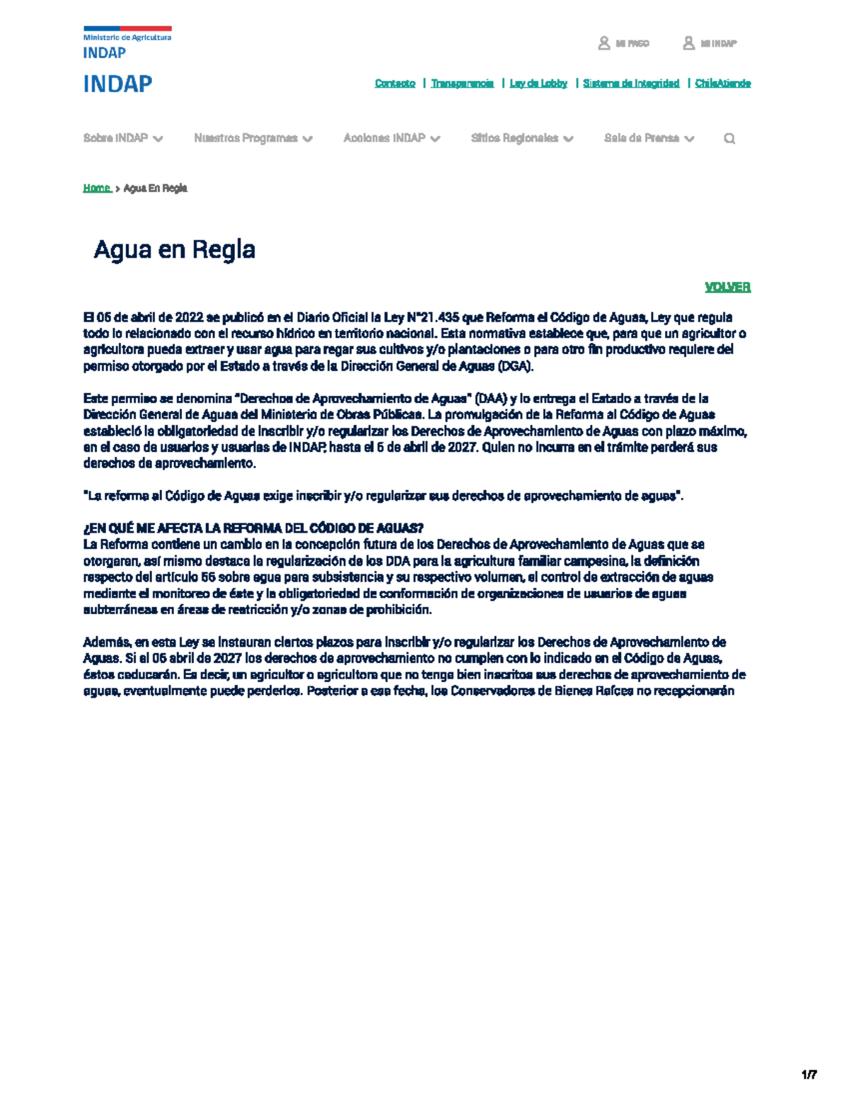 Agua en regla Indap - MANUAL - Ministerio de Agricultura Do MI PAGO MI ...