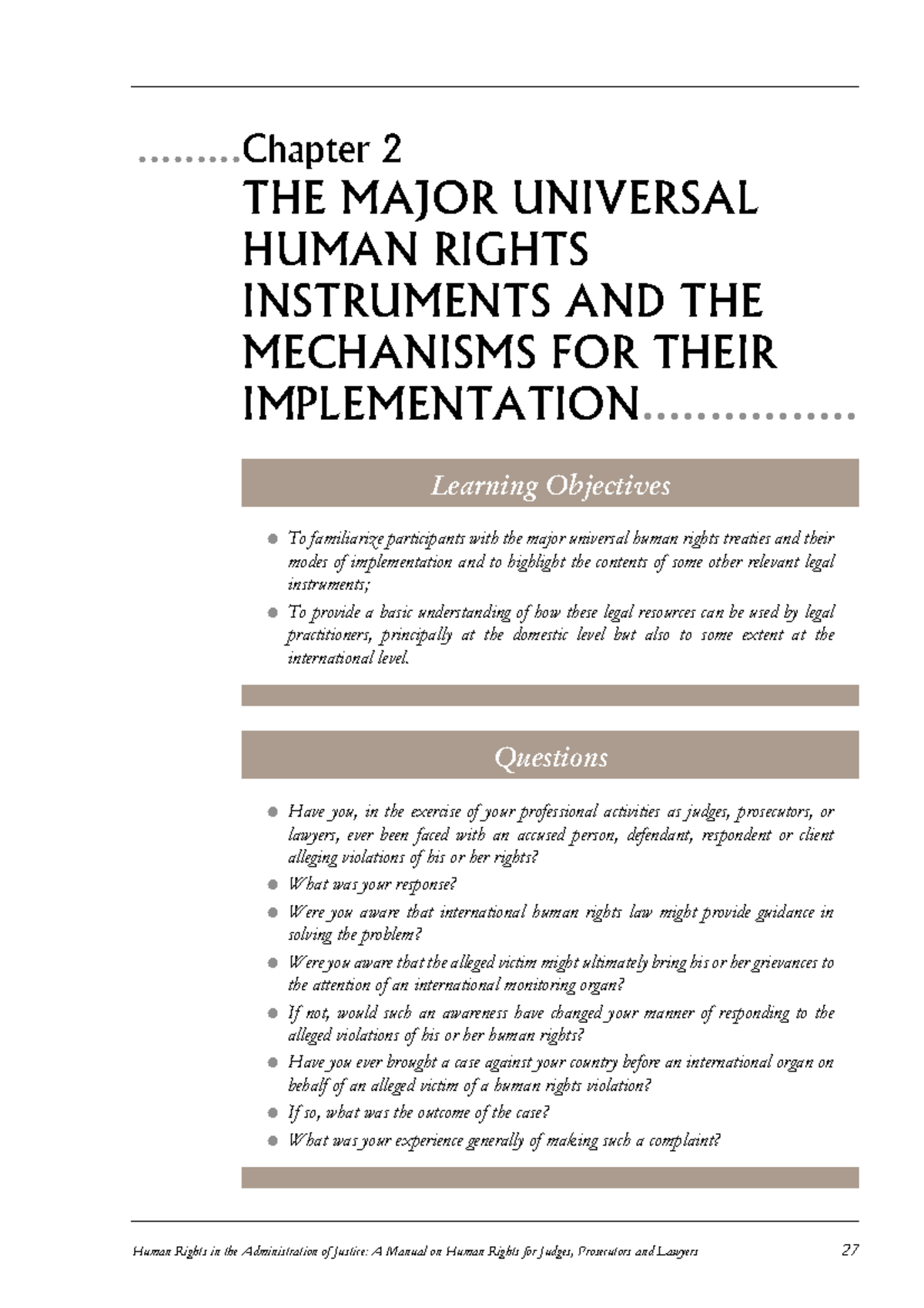 Chapter 2 Notes on Major Universal Human Rights Instruments ...