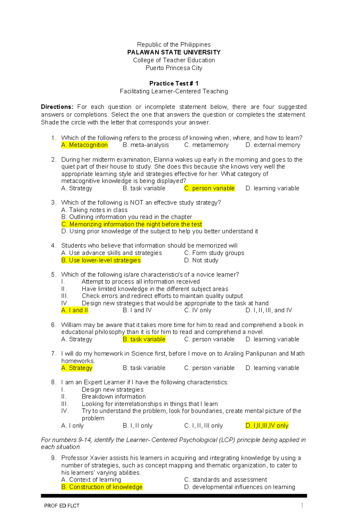 Licensure Examination for Teacher Reviewer - Republic of the ...