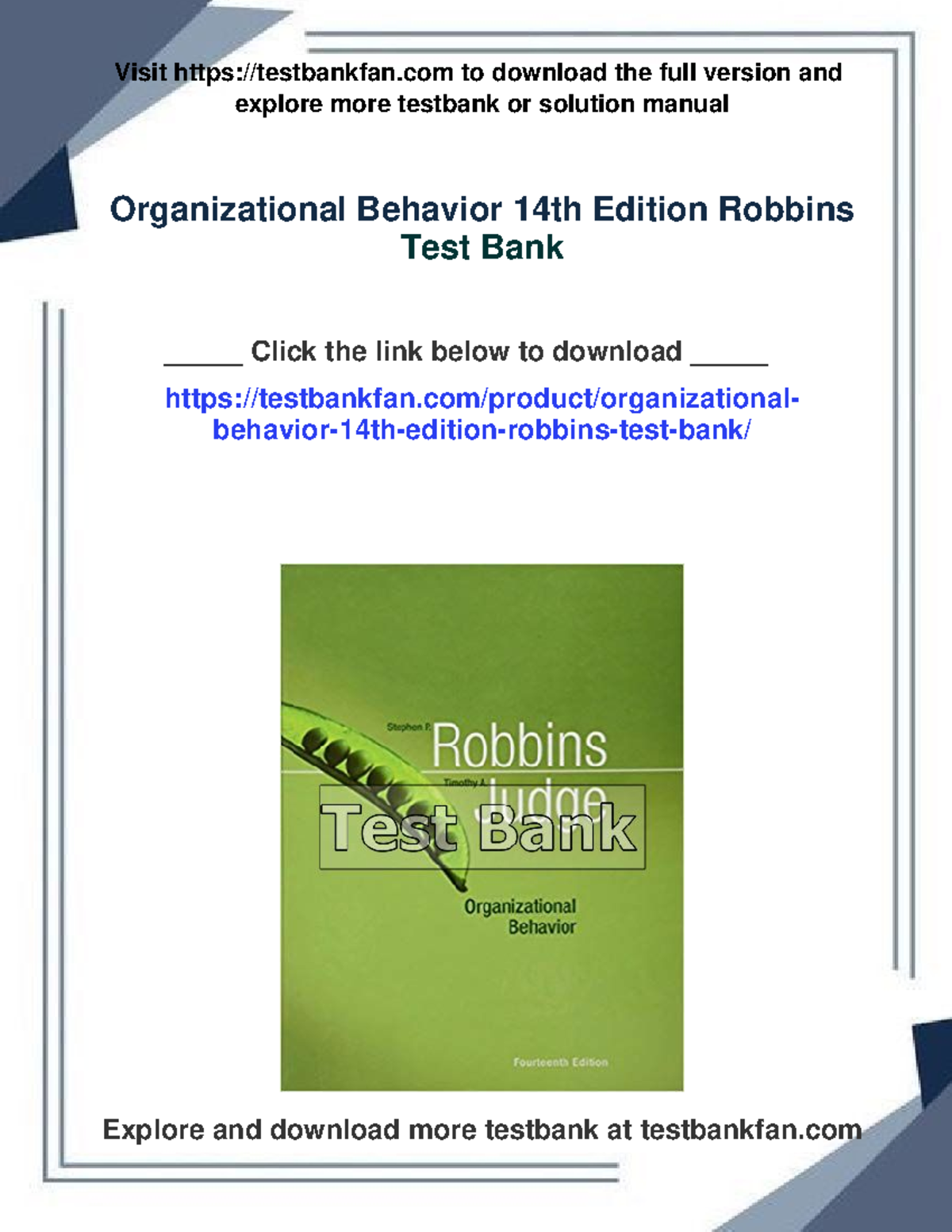 Organizational behavior 14e test bank: Foundations of group behavior ...