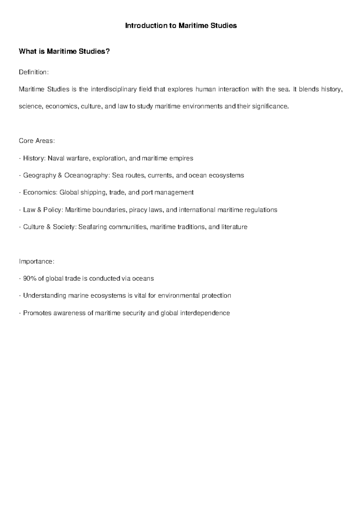 Maritime Studies Overview: Interdisciplinary Insights and Challenges ...