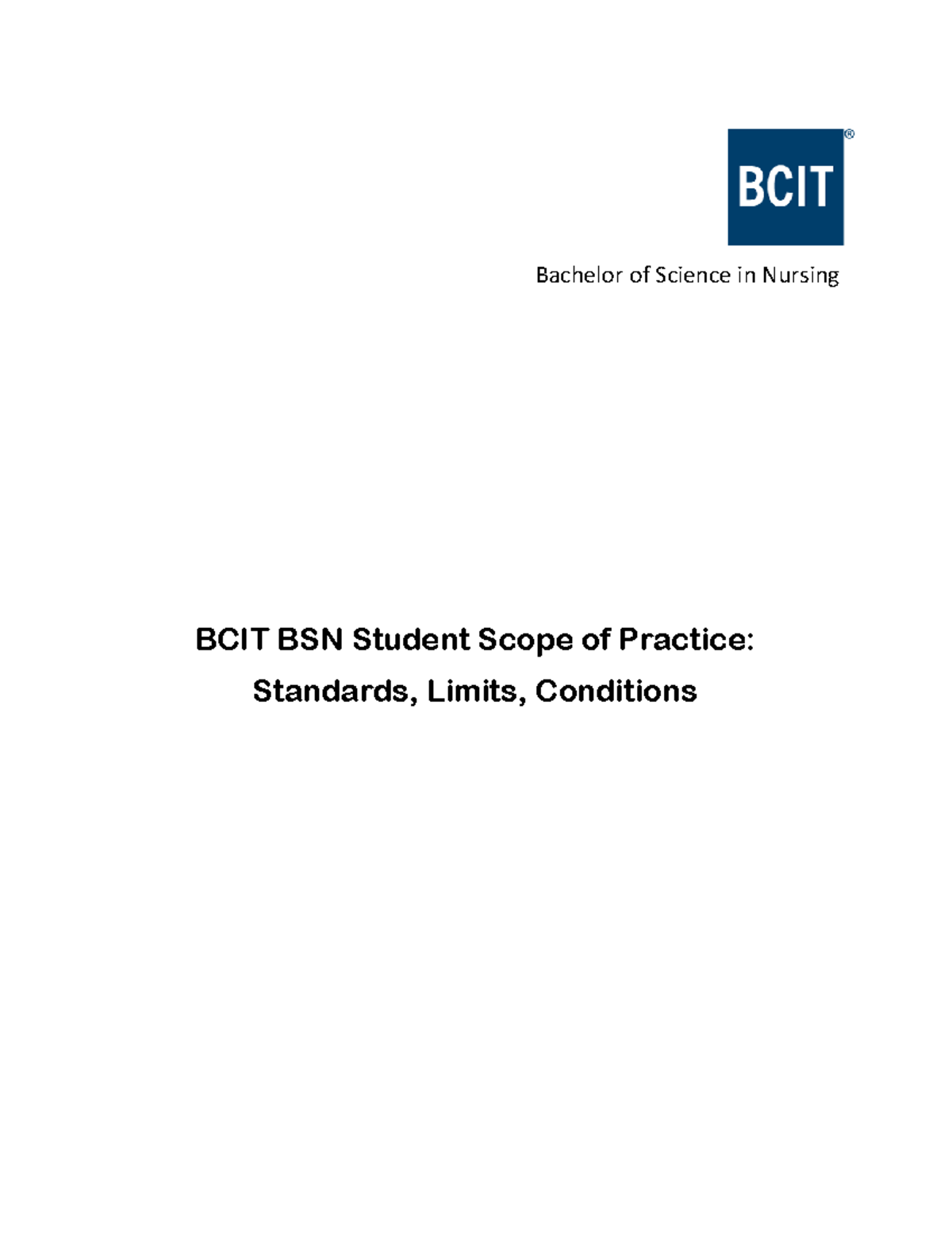 BCIT BSN Student Scope of Practice: Standards & Guidelines 2024 - Studocu