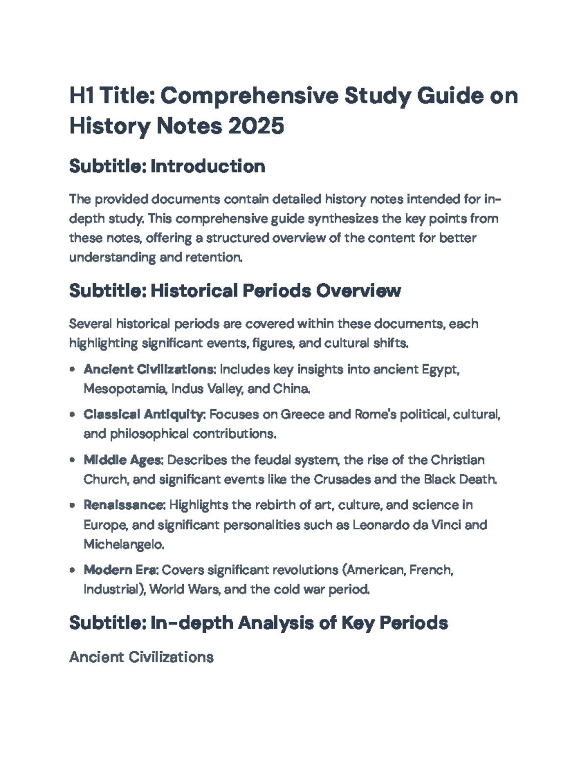History Notes Study Guide 2025: Key Concepts and Historical Periods ...
