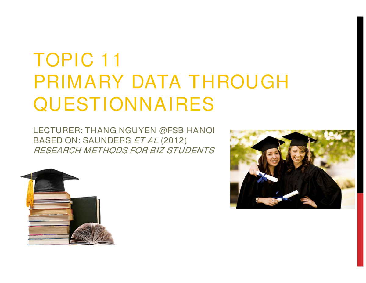 T11 Dissertation: Designing Effective Questionnaires for Research - Studocu