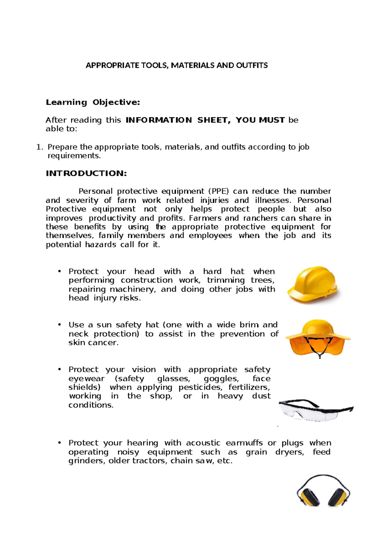 Farm Safety: Tools, Materials, and Emergency Procedures (AGRI 101 ...