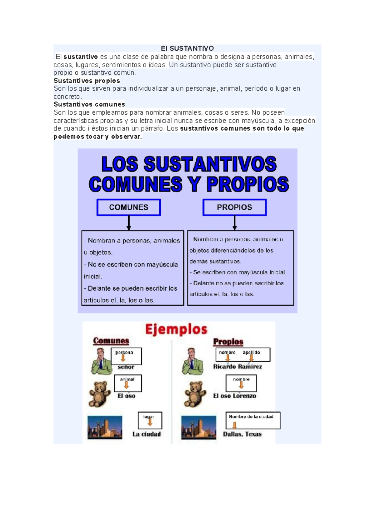 El SUSTANTIVO, VERBO y ADJETIVO: Clases de Palabras en Español - Studocu