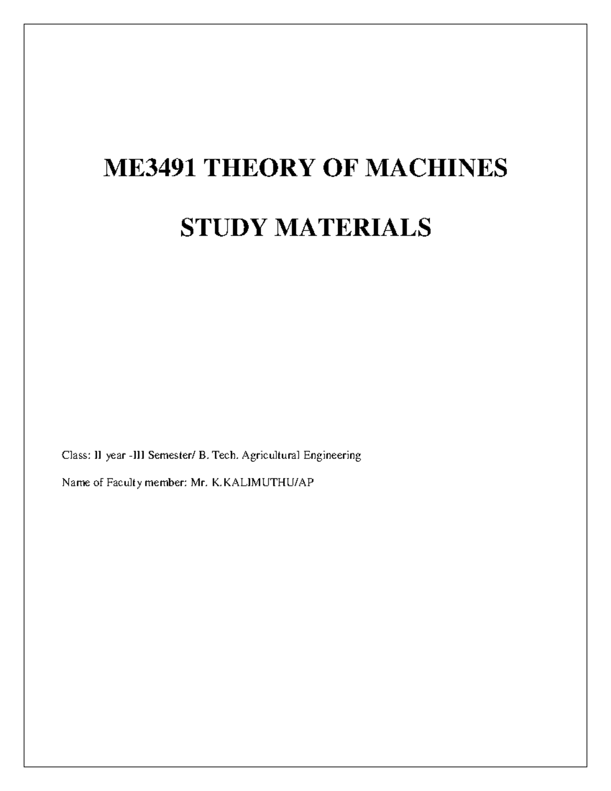 TOM Study materials -Unit 1-5 (kk) - ME3491 THEORY OF MACHINES STUDY ...
