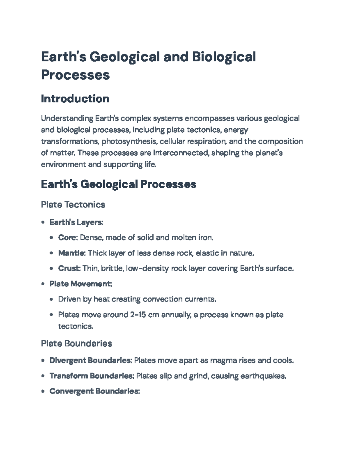Geological and Biological Processes: An Overview (Course Code: GDBP 101 ...