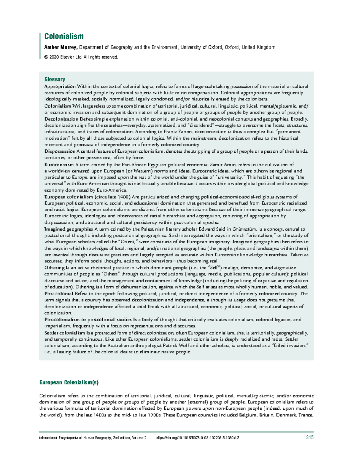 Colonialism: Key Concepts and Political Geography Insights - Studocu