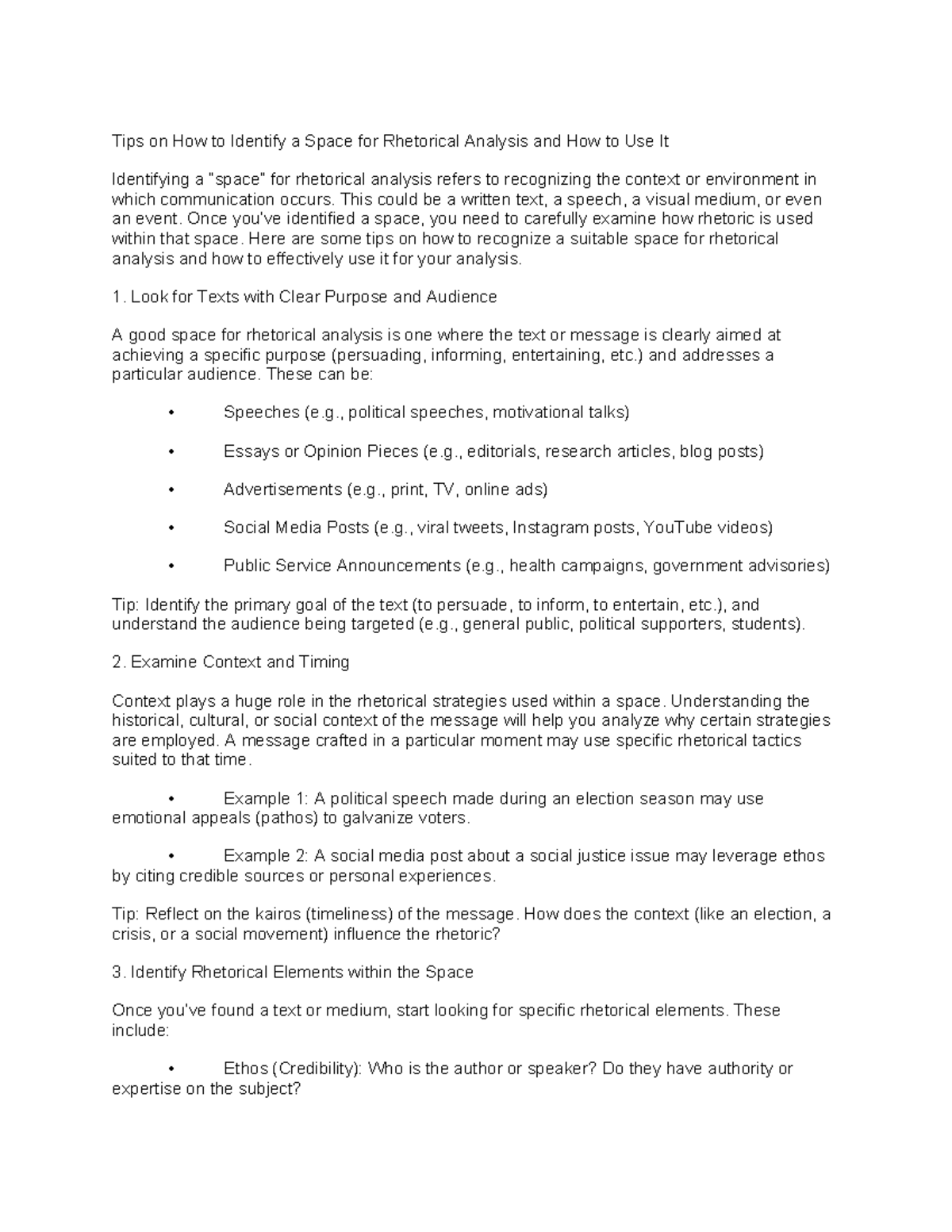 How to do a good analysis - Tips on How to Identify a Space for ...