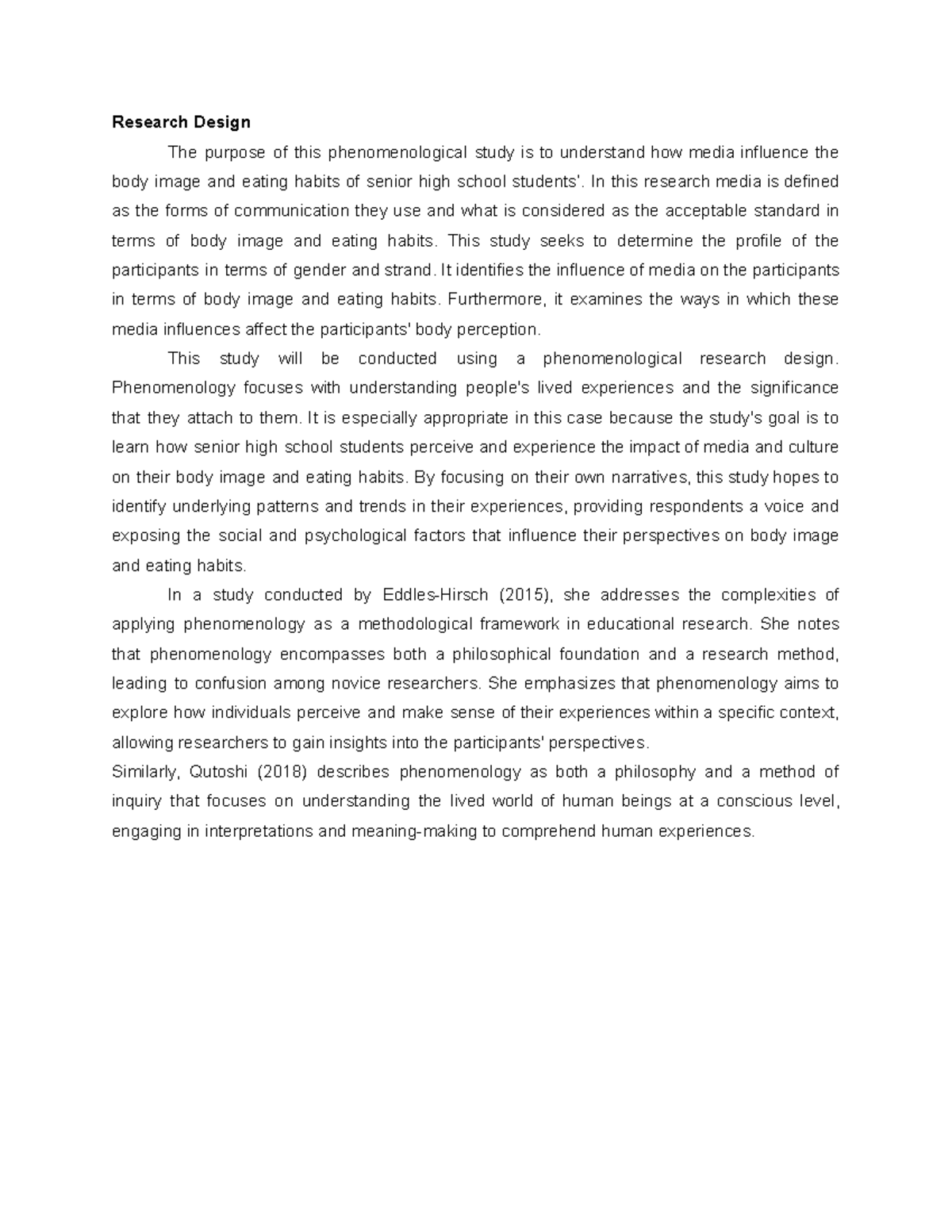 Research Design - eeyyyyyyyyyyeyhewk - Research Design The purpose of ...