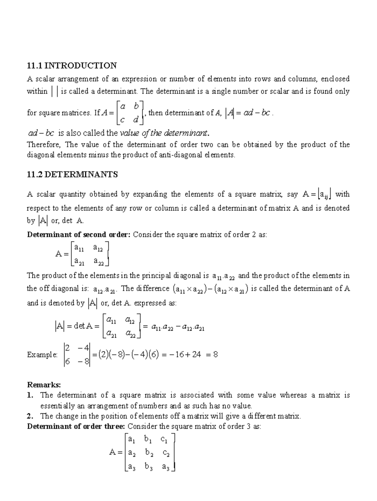 Matrices & Determinants: A Comprehensive Overview for 360 Business Math ...