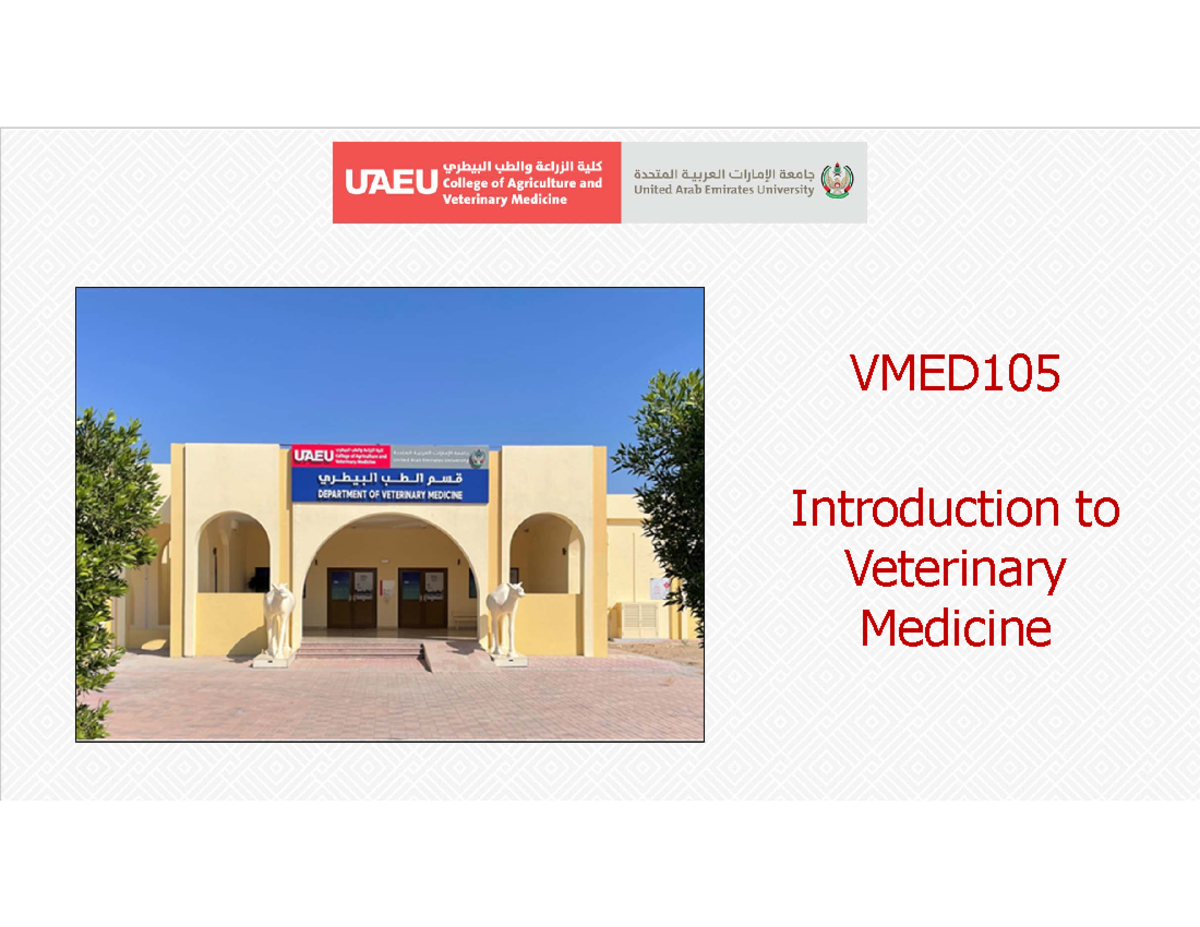 VMED105 Week 1: Introduction to Veterinary Medicine Concepts - VMED ...